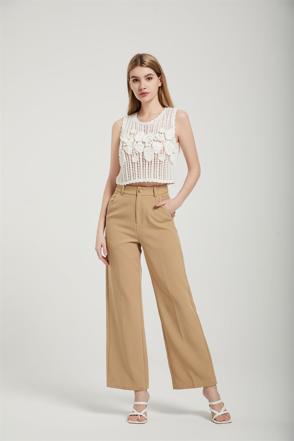 White Crochet Crop Top Cover Up With Hand Crochet Floral | Loopidoo